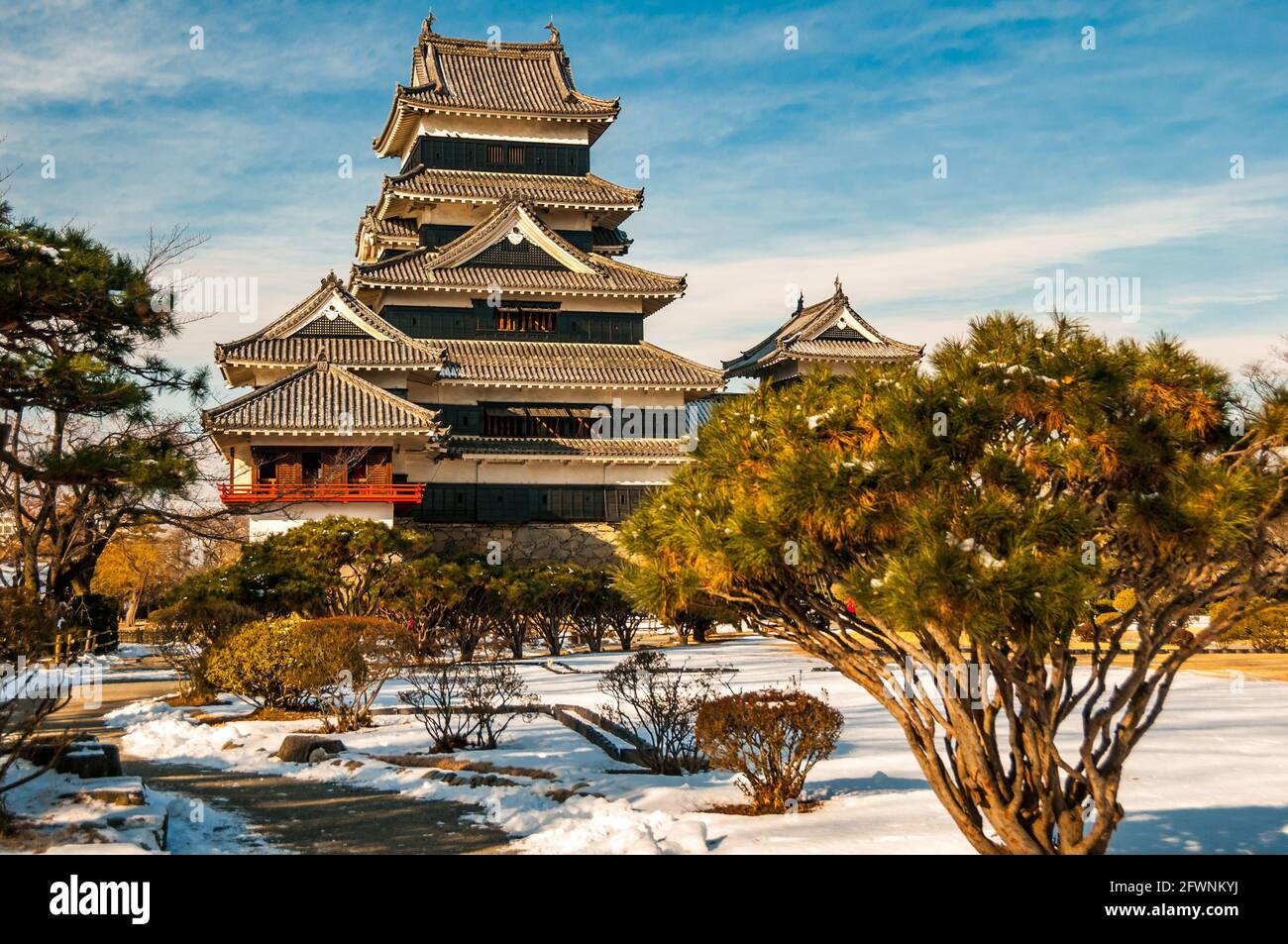 Matsumoto Castle, Japan’s oldest wooden castle, seen with snow in the ...