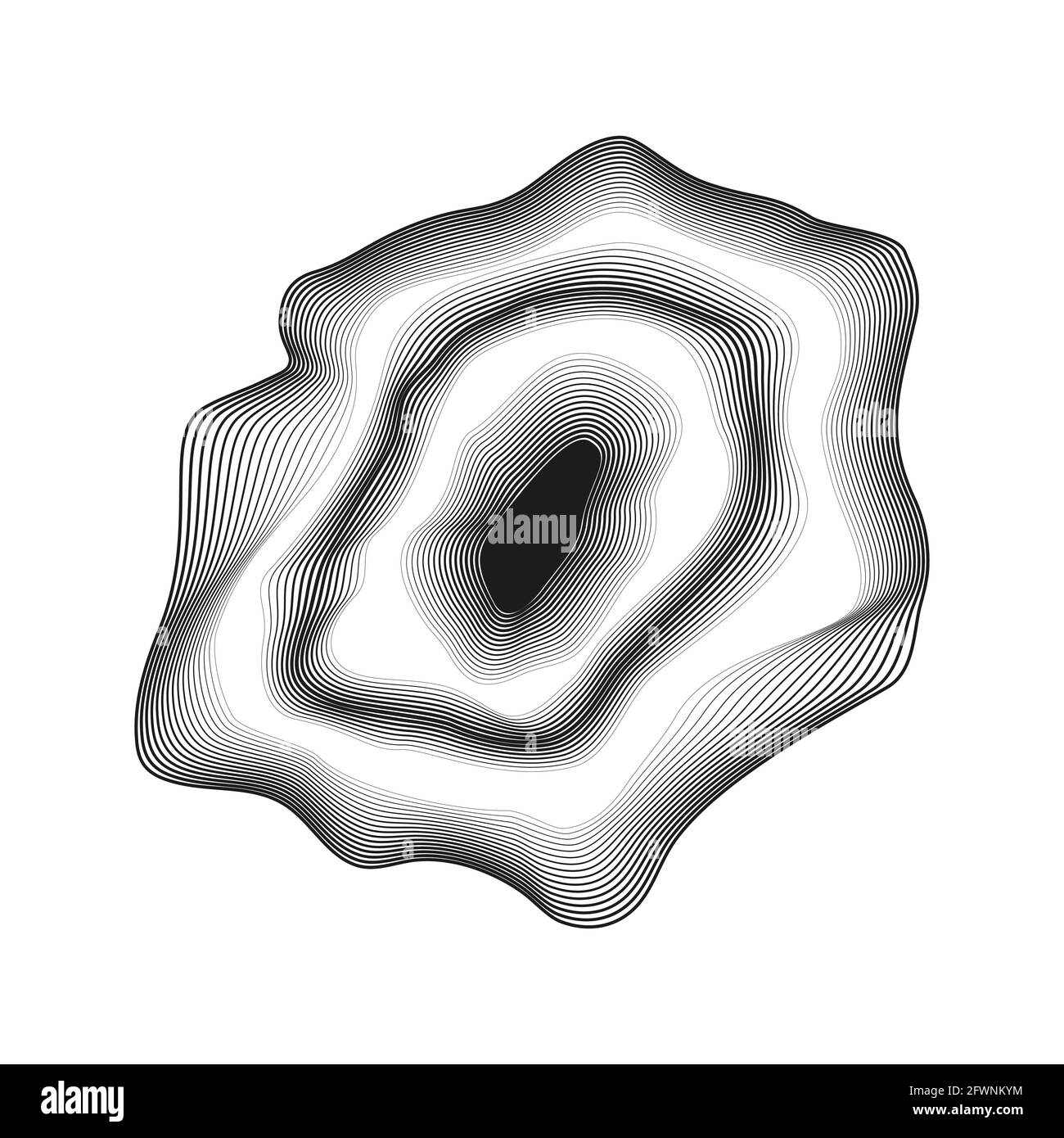 Concentric Black Wavy Lines That Makes A Rounded Abstract Organic Shape Halftone Lines With