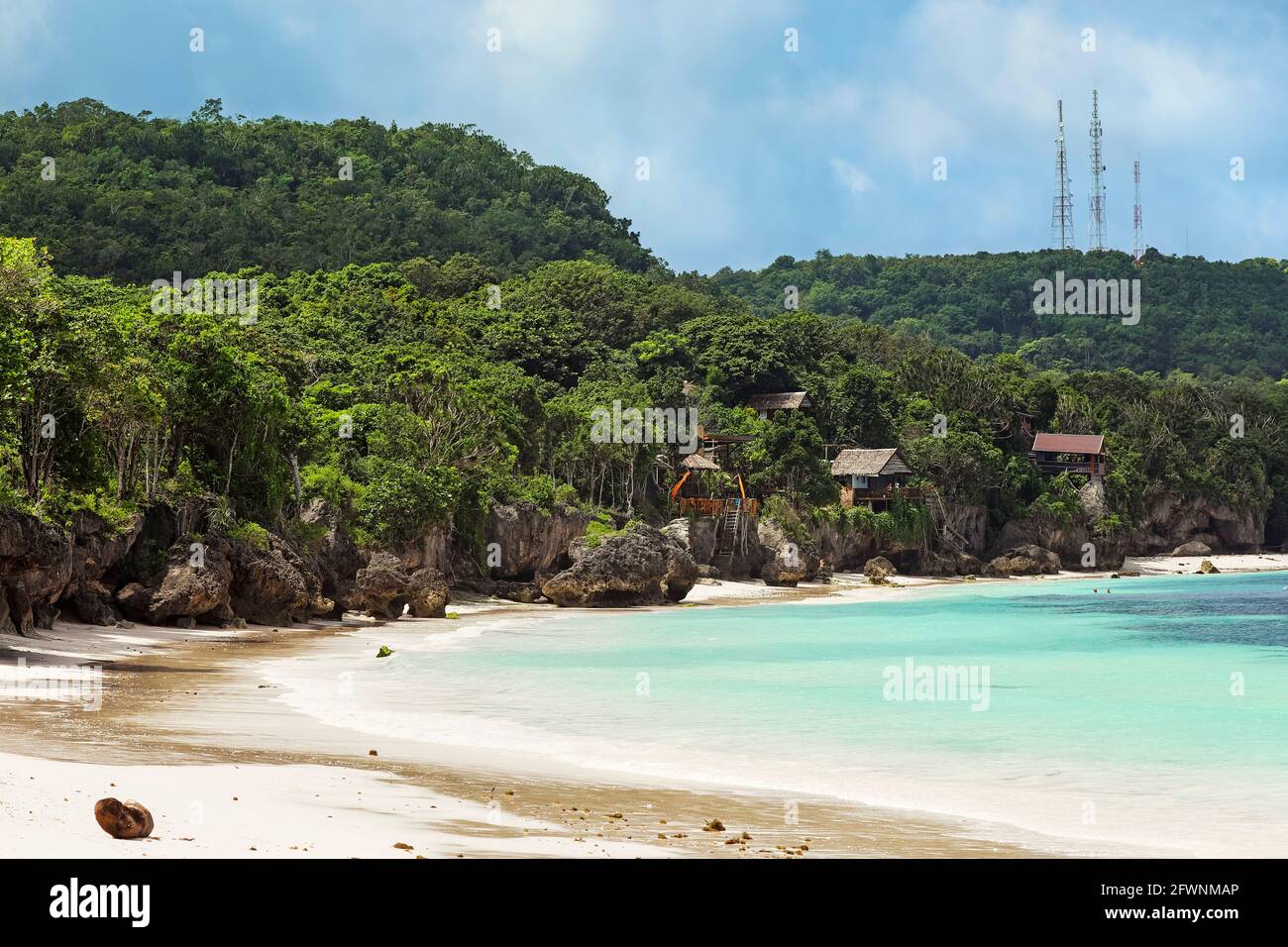 Clifftop bungalows at Bira Beach near this resort town in the far South ...