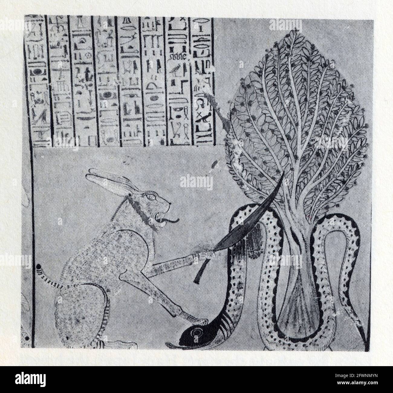 Painting in the tomb of Inkherka showing the great Cat cutting off the ...