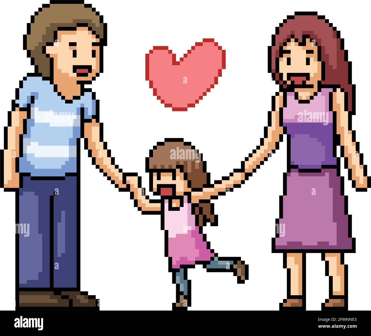 pixel art of warm happy family Stock Vector Image & Art - Alamy