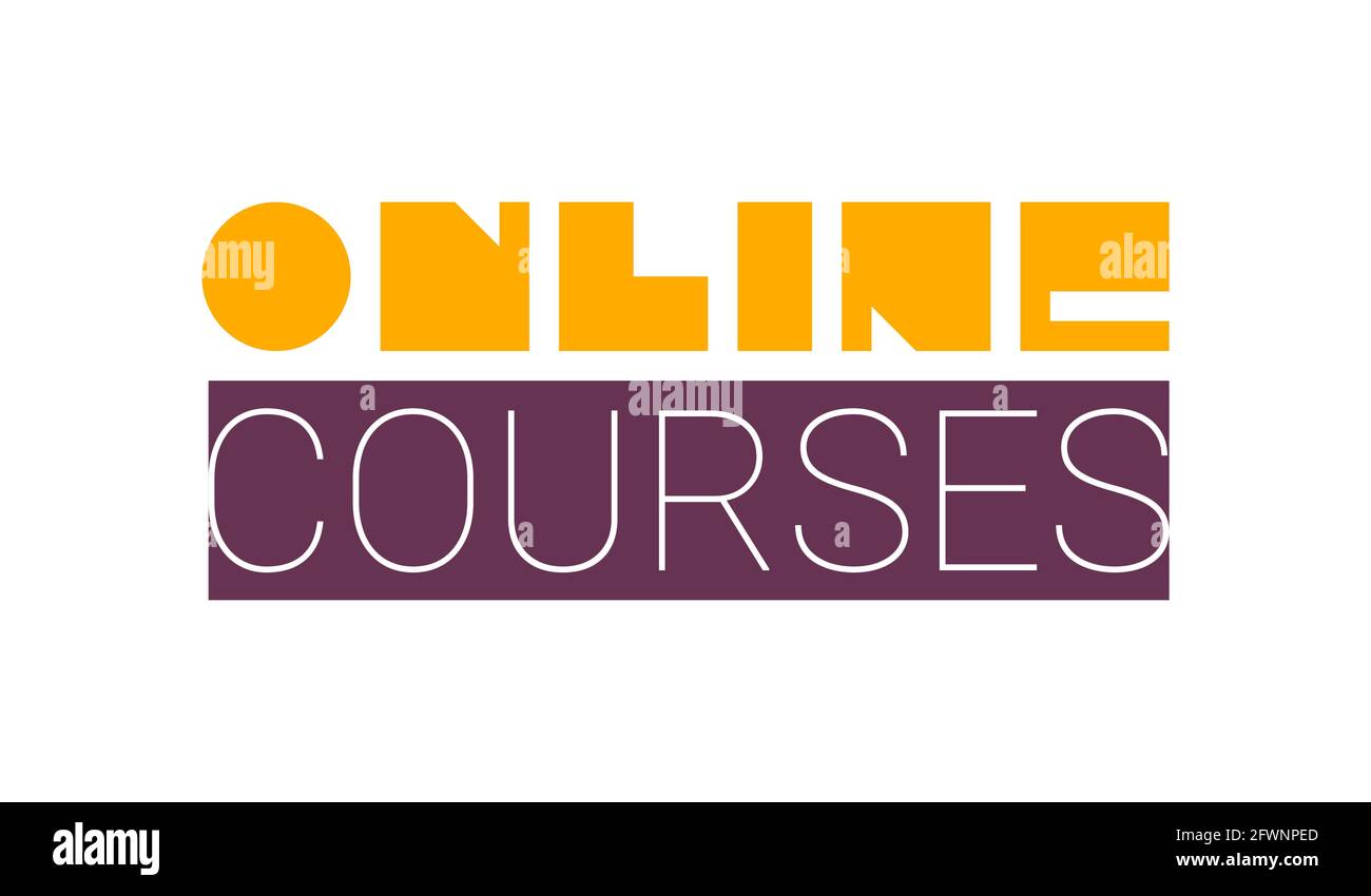 Online courses. Vector composition in minimalistic font style Stock ...