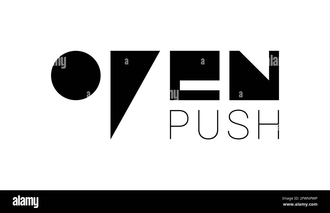 Push to open. Vector composition in minimalistic font style Stock ...