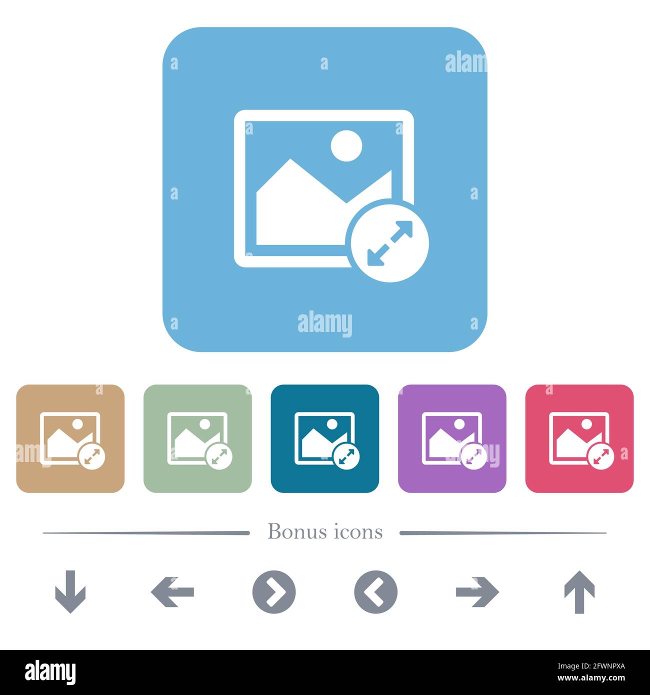 Resize image large white flat icons on color rounded square backgrounds ...
