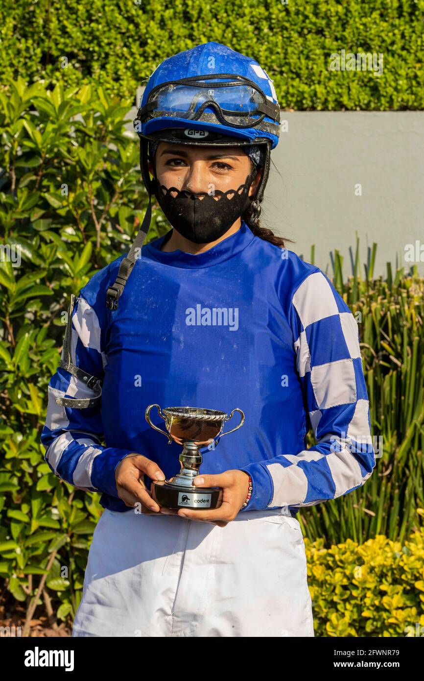 MEXICO CITY, MEXICO - MAY 22: Jockey Jazmin Larios, champion of the ...