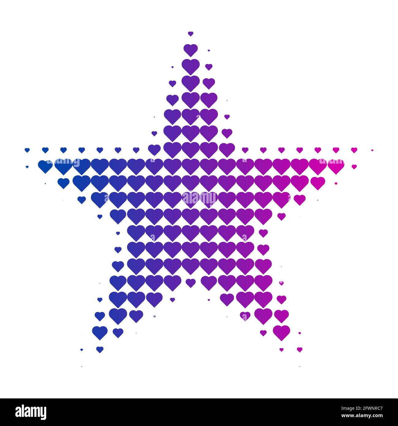 Halftone star pattern. Star shape made of little hearts. Popularity and ...