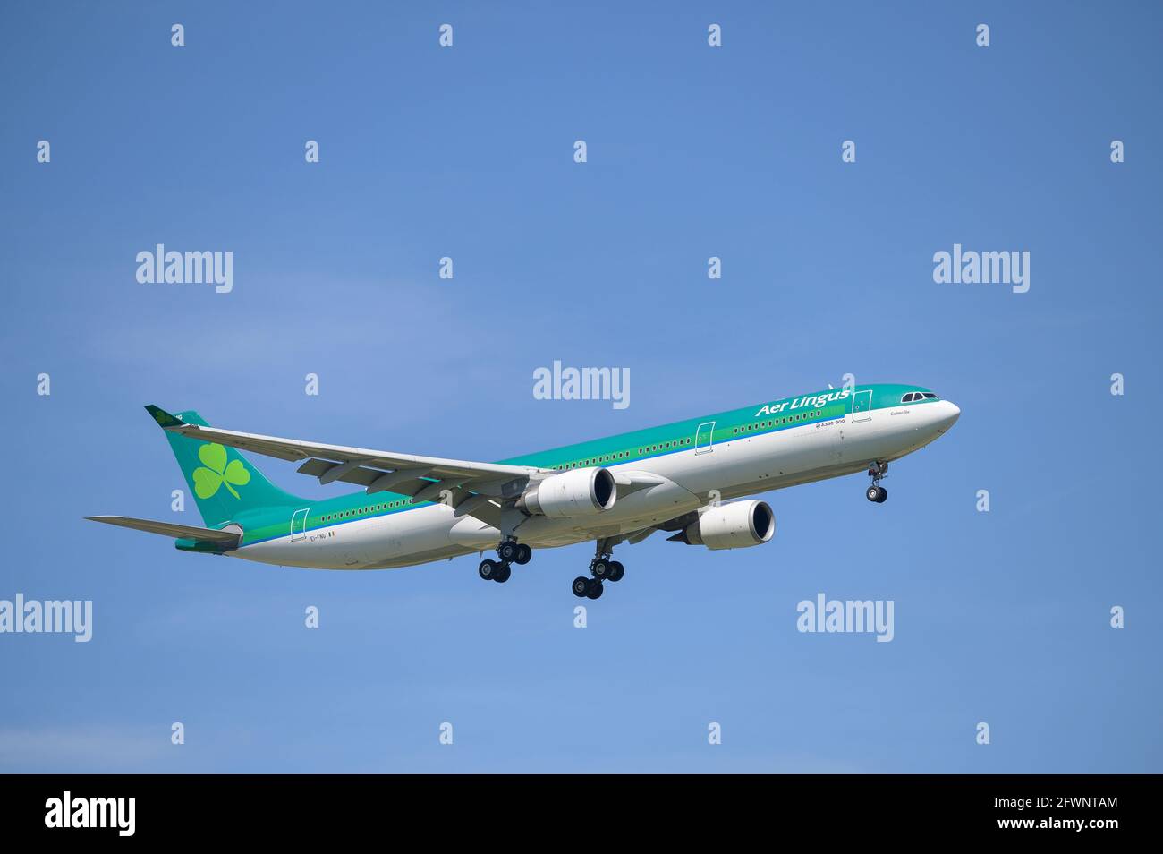 Munich, Germany - 09. May 2021 : Aer Lingus Airbus A330-302 with the ...