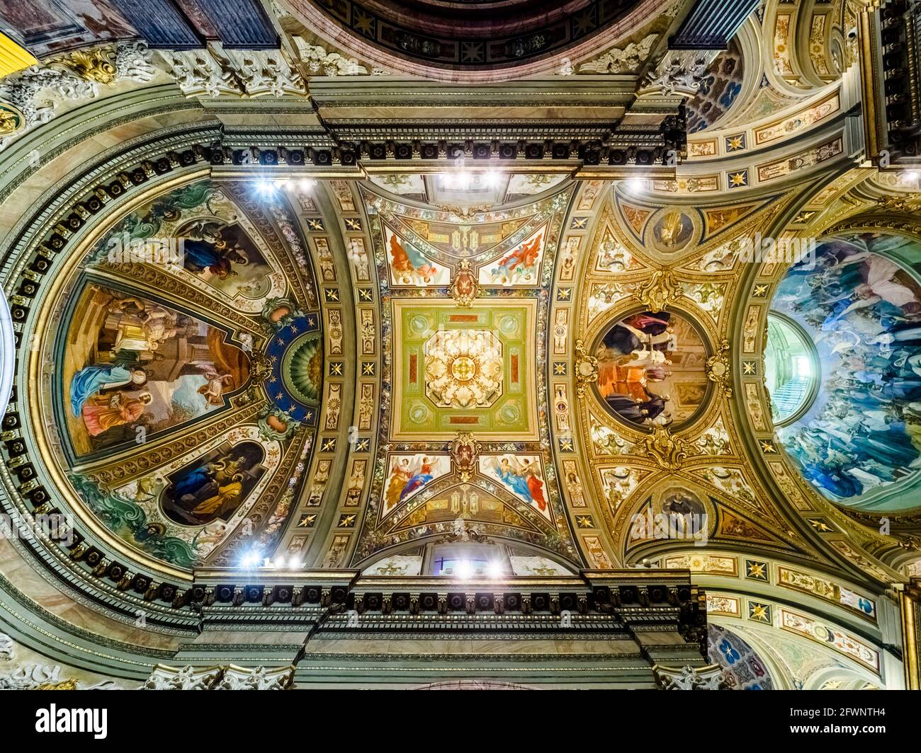 Interior decorated vault in Pontifical Shrine of the Blessed Virgin of ...