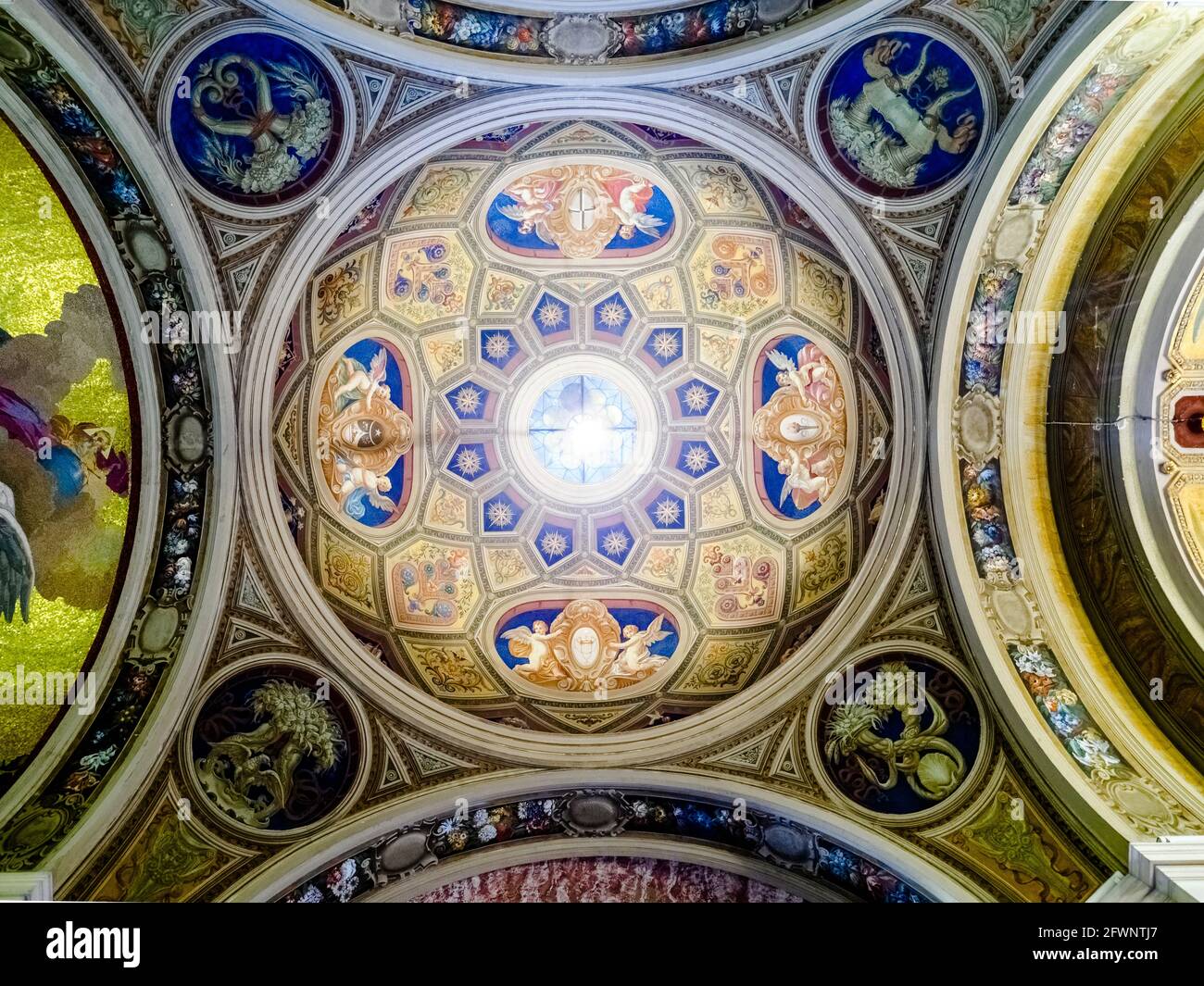 Decorated vault in the Pontifical Shrine of the Blessed Virgin of the ...