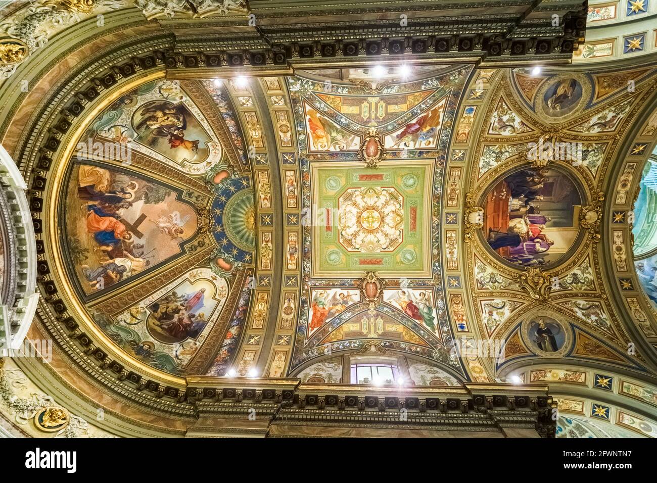 Interior decorated vault in Pontifical Shrine of the Blessed Virgin of ...