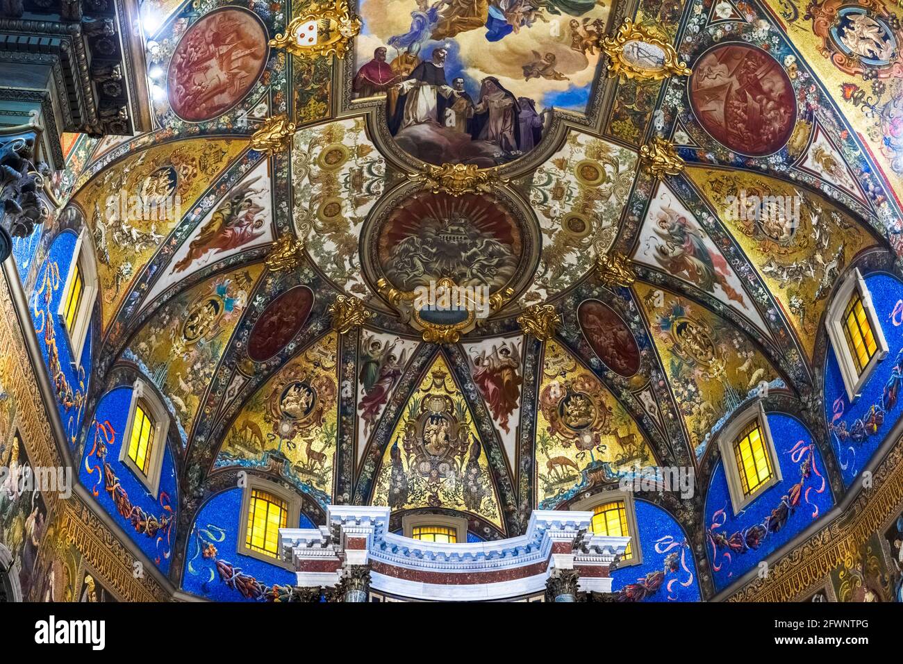 Interior decorated vault in Pontifical Shrine of the Blessed Virgin of ...