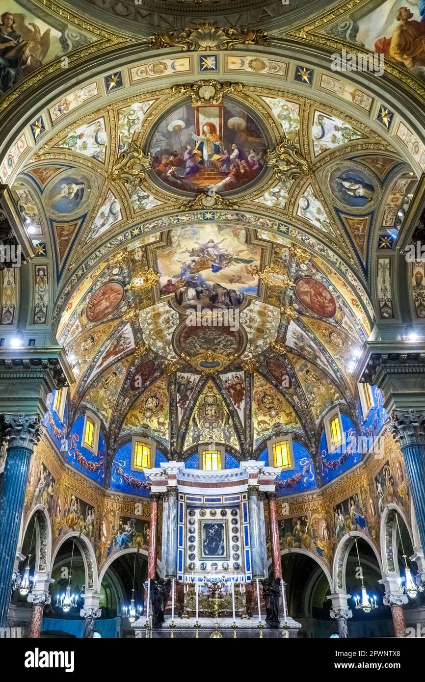Interior decorated vault in Pontifical Shrine of the Blessed Virgin of ...