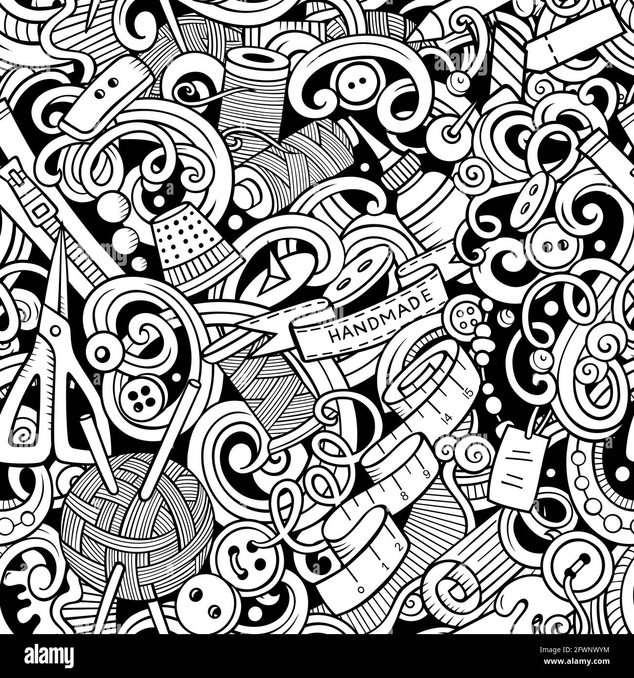 Handmade hand drawn doodles seamless pattern Stock Vector Image & Art ...