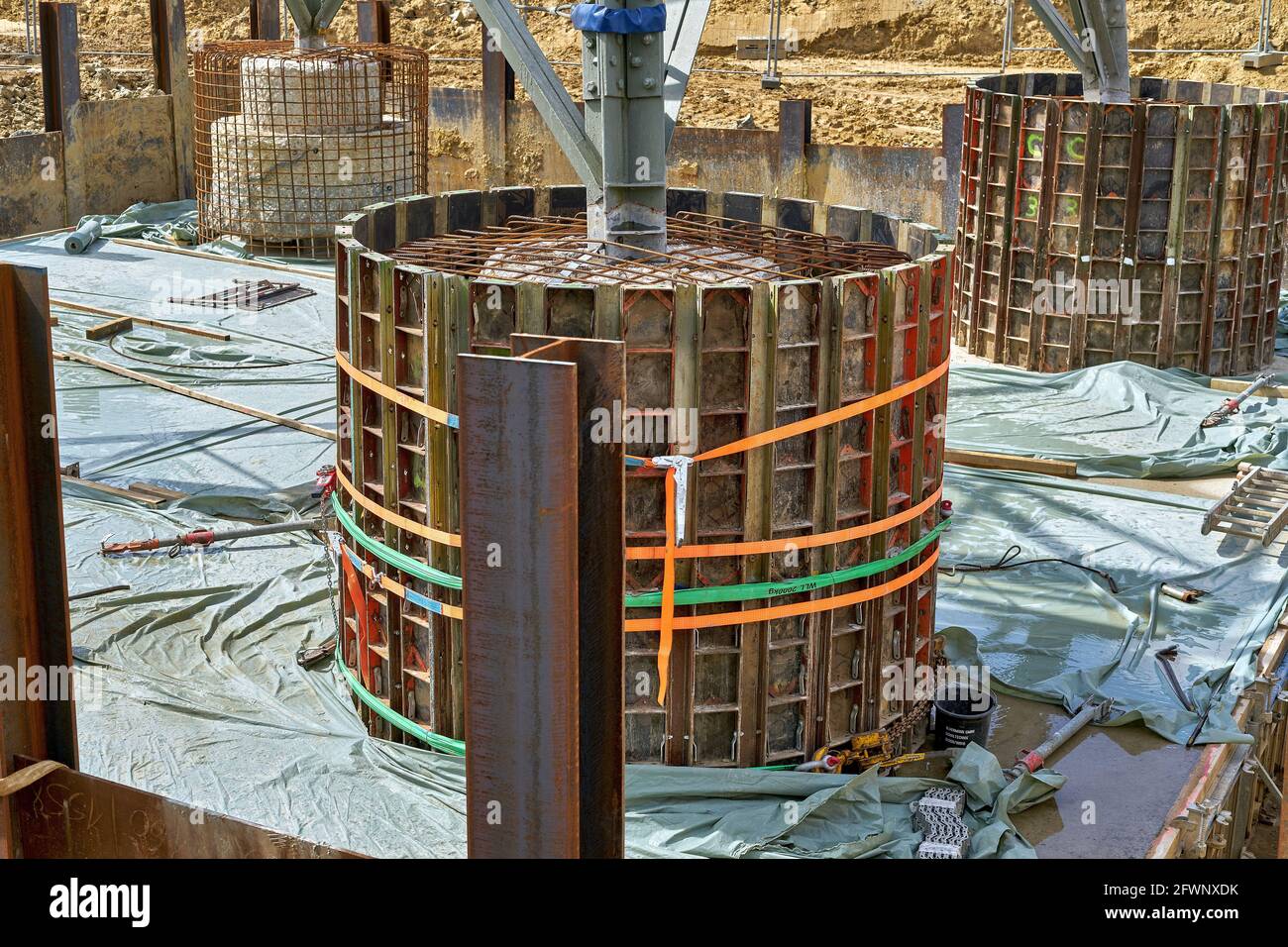 High voltage pylon, maintenance, foundation works and reinforcement ...