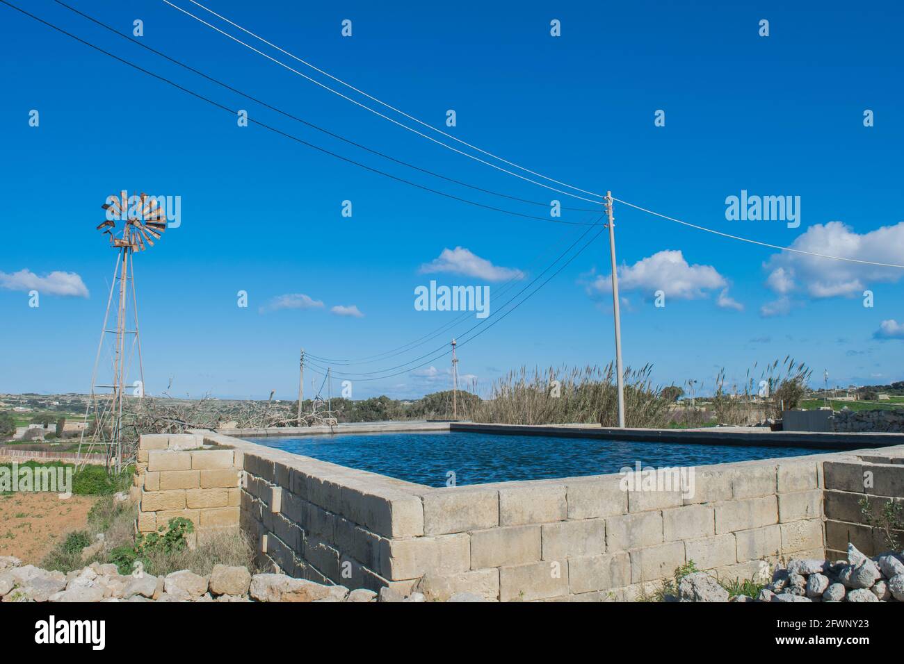 RABAT, MALTA - Dec 29, 2019: A field in the Maltese countryside, with ...