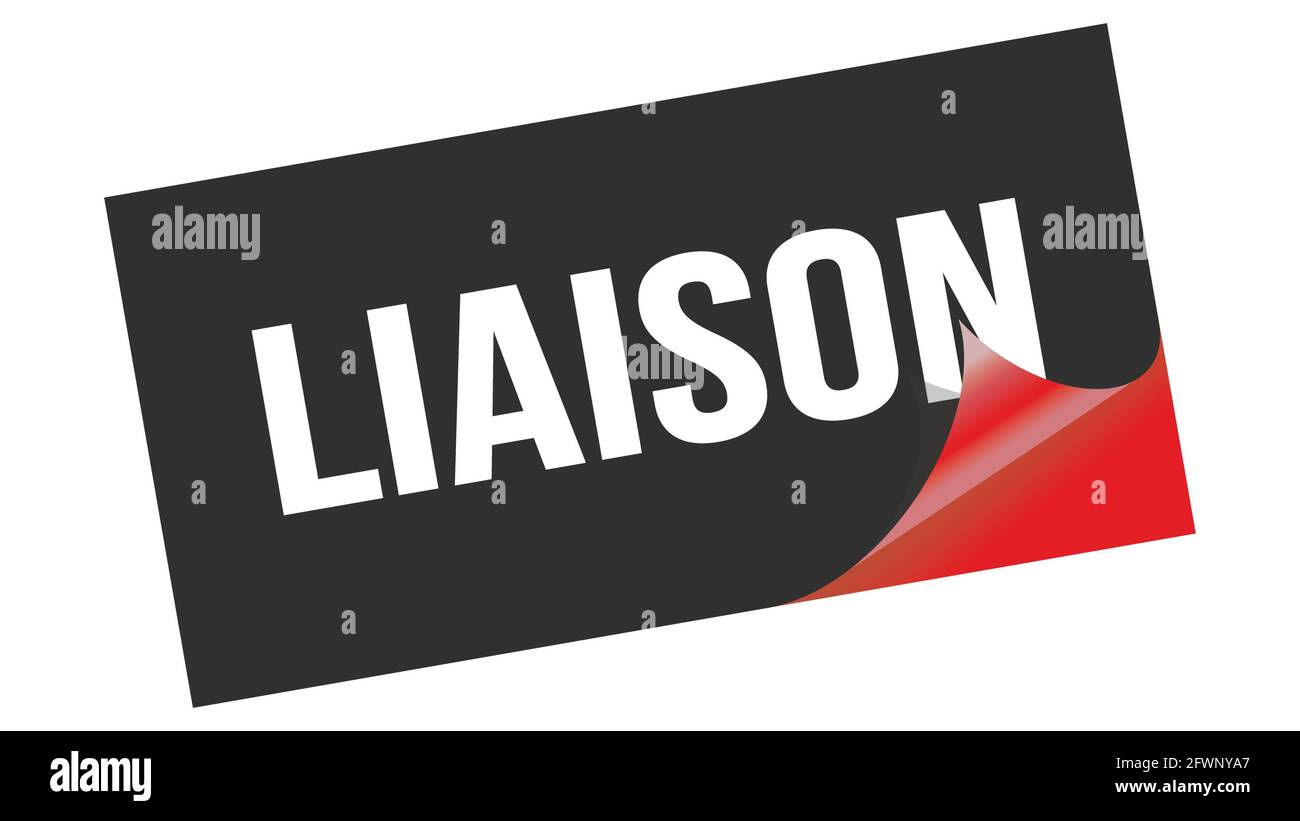 LIAISON text written on black red sticker stamp Stock Photo - Alamy