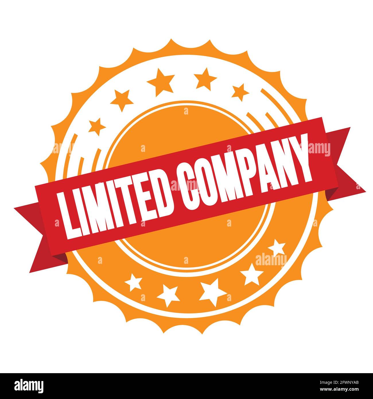 LIMITED COMPANY text on red orange ribbon badge stamp Stock Photo - Alamy