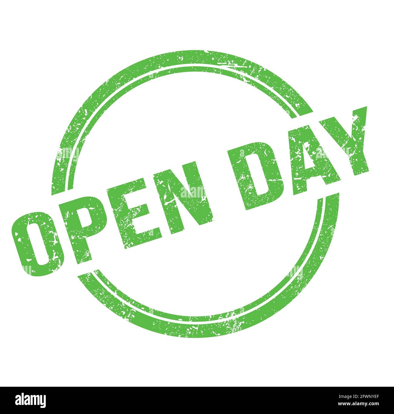 OPEN DAY text written on green grungy vintage round stamp Stock Photo ...
