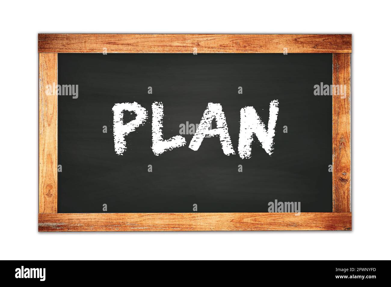 PLAN text written on black wooden frame school blackboard Stock Photo ...