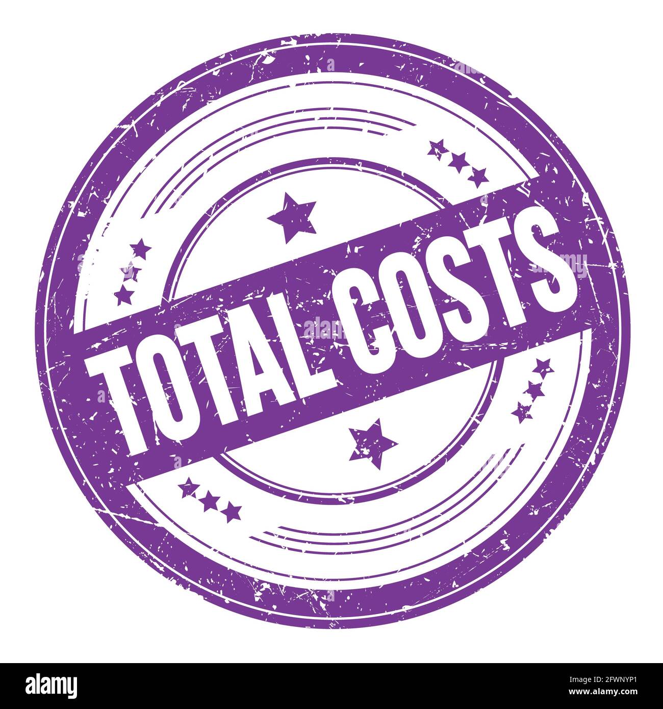 TOTAL COSTS text on violet indigo round grungy texture stamp Stock ...