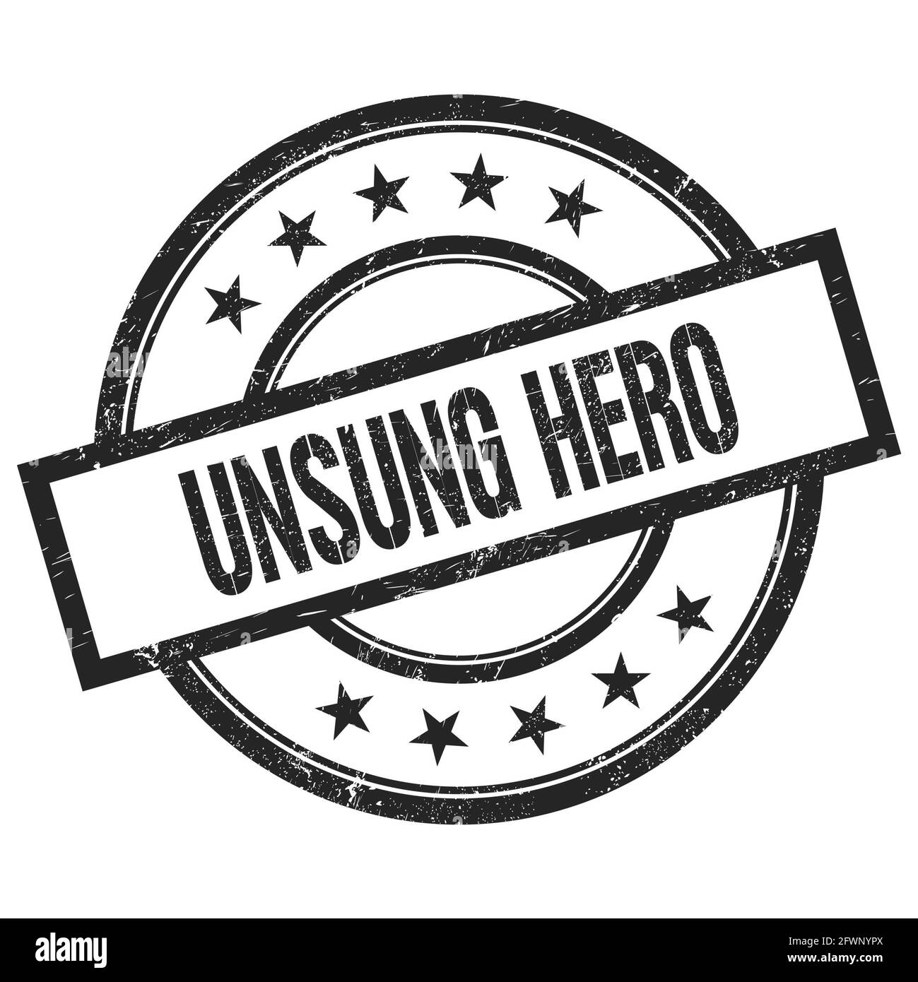UNSUNG HERO text written on black round vintage rubber stamp Stock ...