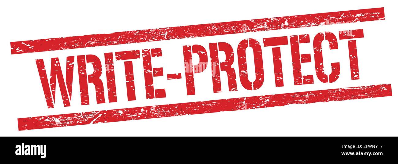 WRITE-PROTECT text on red grungy rectangle stamp sign Stock Photo - Alamy