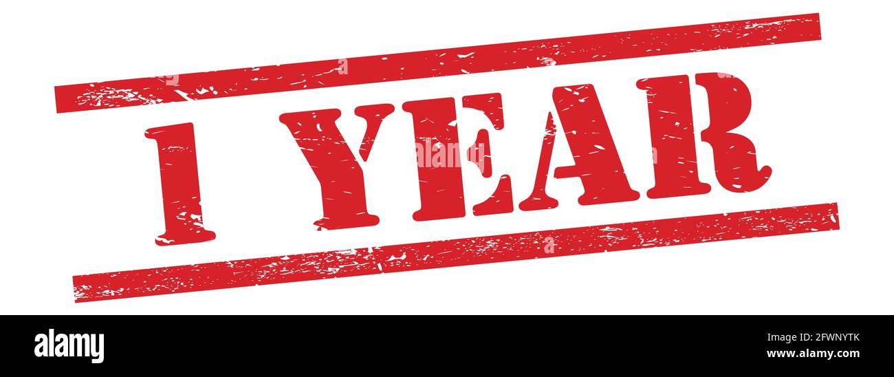 1 YEAR text on red grungy vintage rubber stamp Stock Photo - Alamy