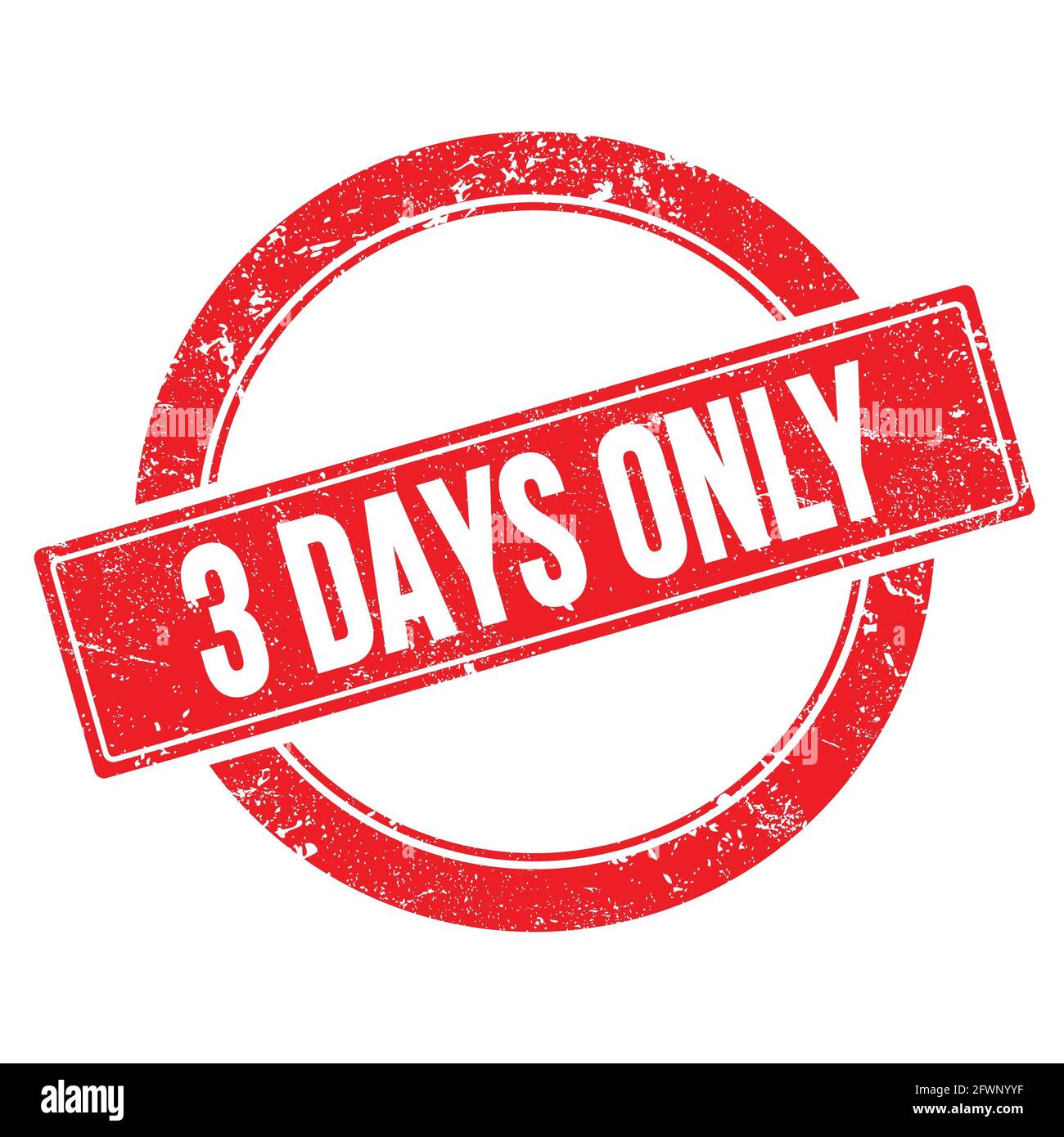 3 DAYS ONLY text on red grungy round vintage stamp Stock Photo - Alamy