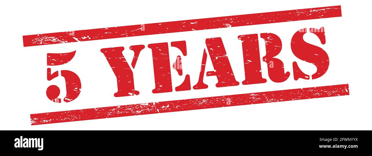 5 YEARS text on red grungy vintage rubber stamp Stock Photo - Alamy