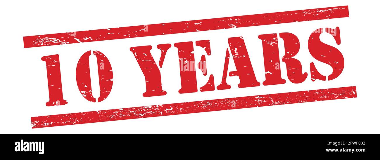 10 YEARS text on red grungy vintage rubber stamp Stock Photo - Alamy