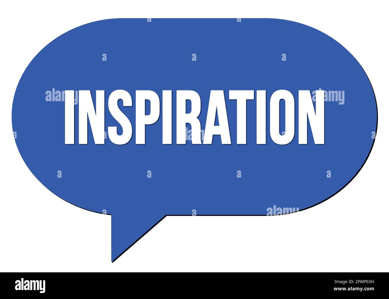 INSPIRATION text written in a blue speech bubble stamp Stock Photo - Alamy