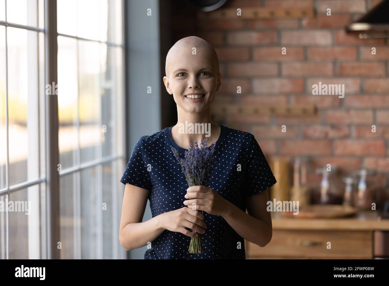 Happy oncology patient beating cancer, going through recovery to ...