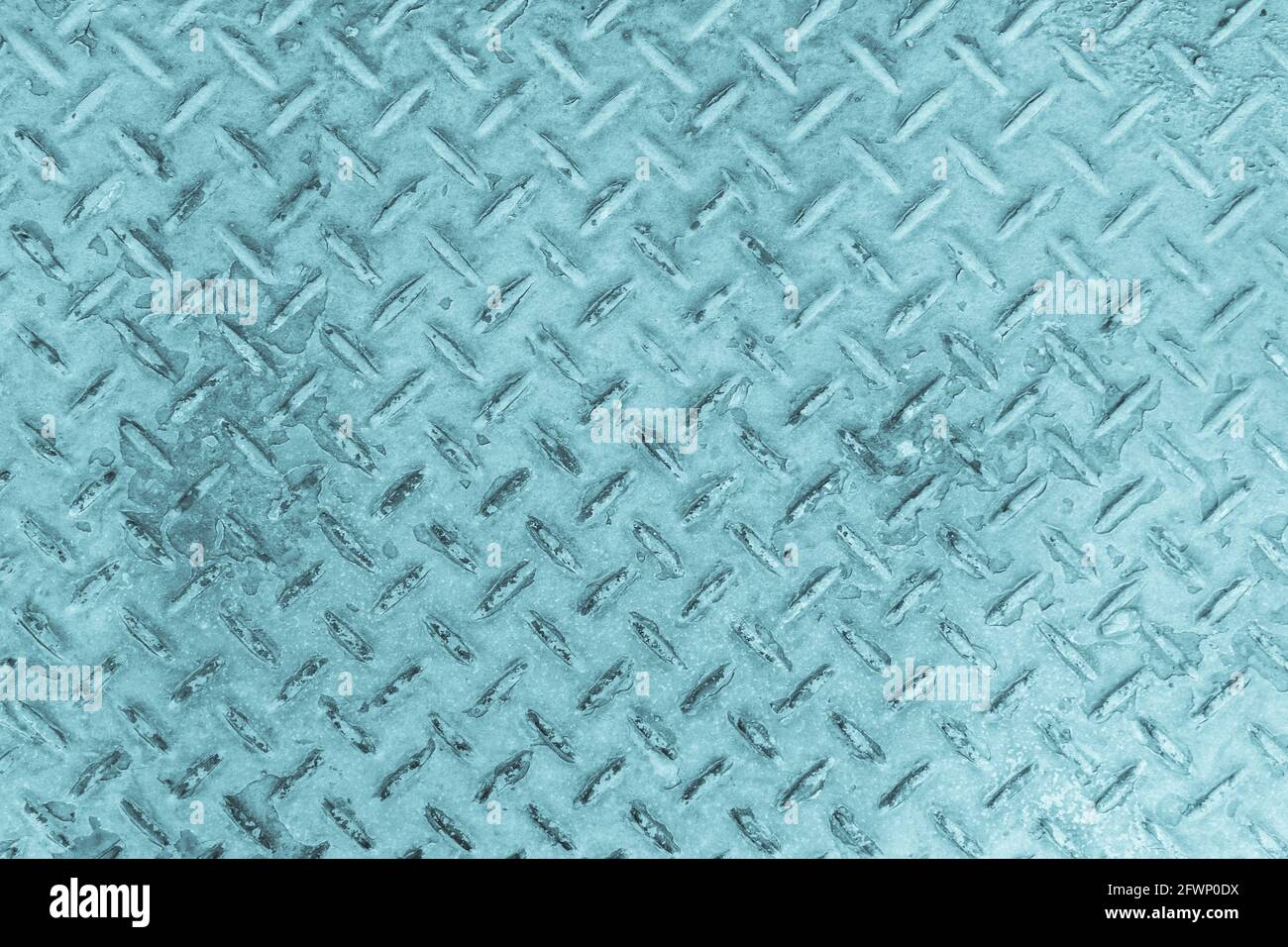 Blue Background of old metal diamond plate in silver color background ...