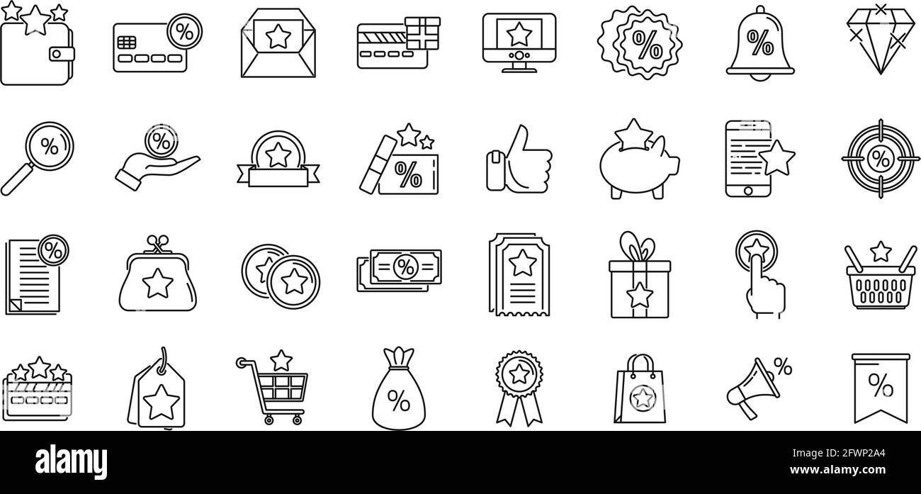 Bonus star icons set, outline style Stock Vector Image & Art - Alamy