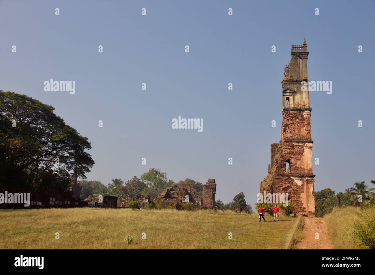 A ruin of an old broken destroyed Portuguese church in Goa in India ...