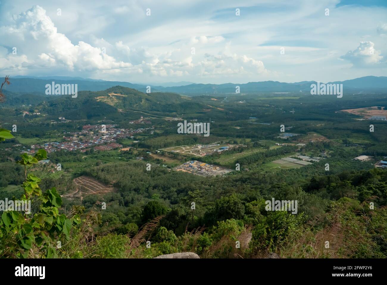 Mountain village from height mountain peak view, bird view, aerial view ...