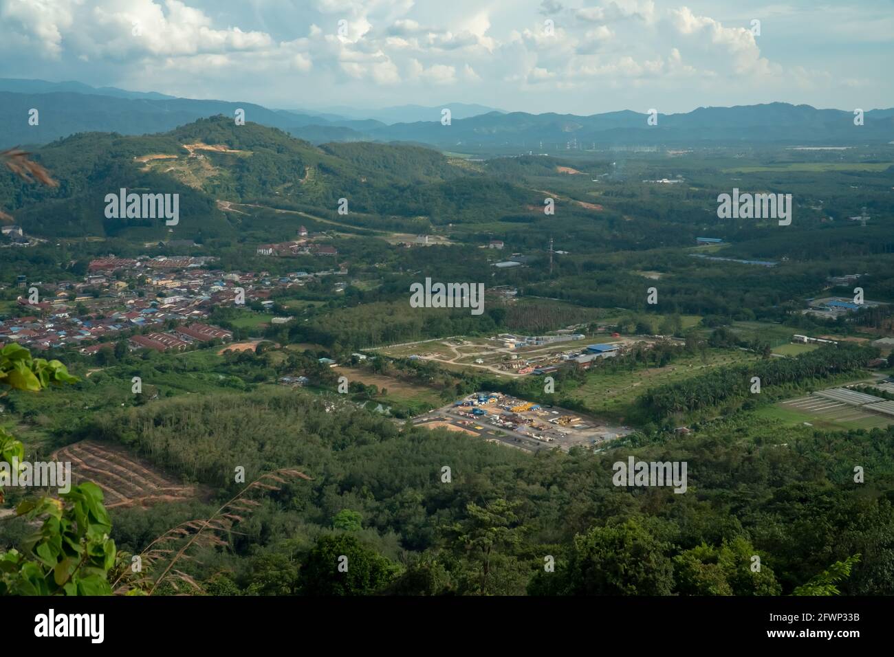Mountain village from height mountain peak view, bird view, aerial view ...