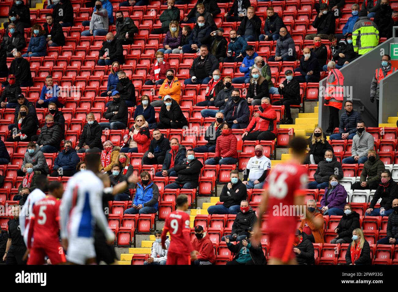 Liverpool fans in the stands during the Premier League match at Anfield ...