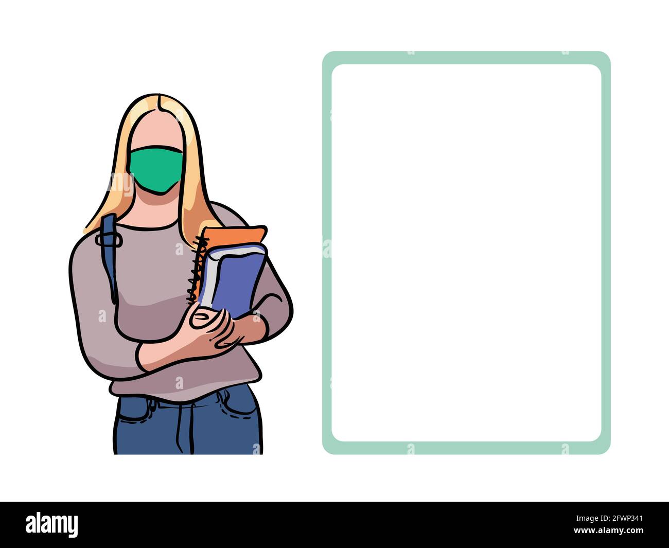 Student with books empty frame banner vector illustration Stock Vector ...