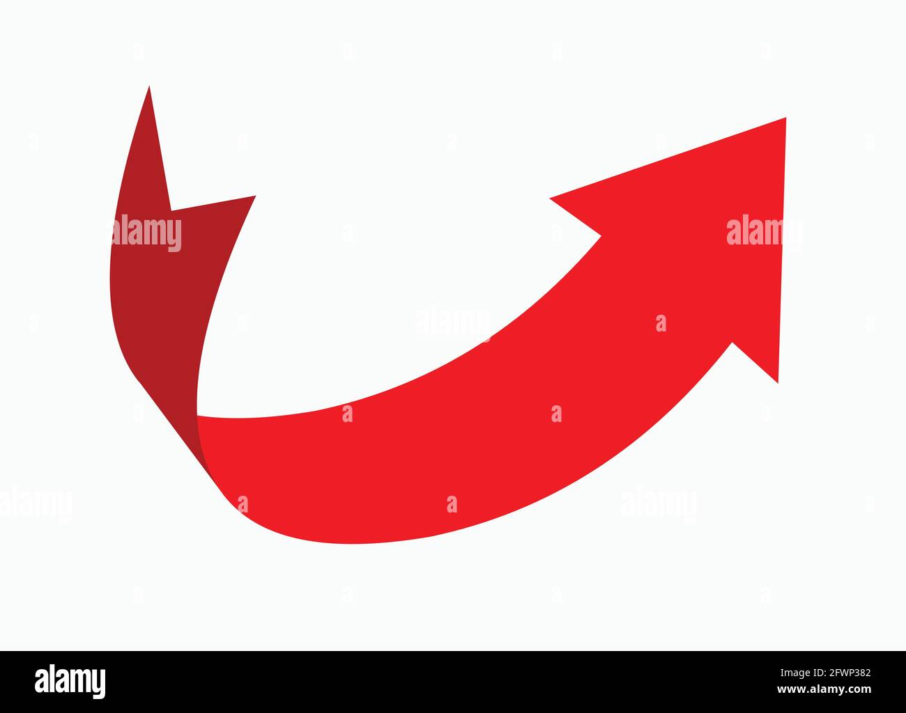 Red arroow vector curve isolated on white background Stock Vector Image ...