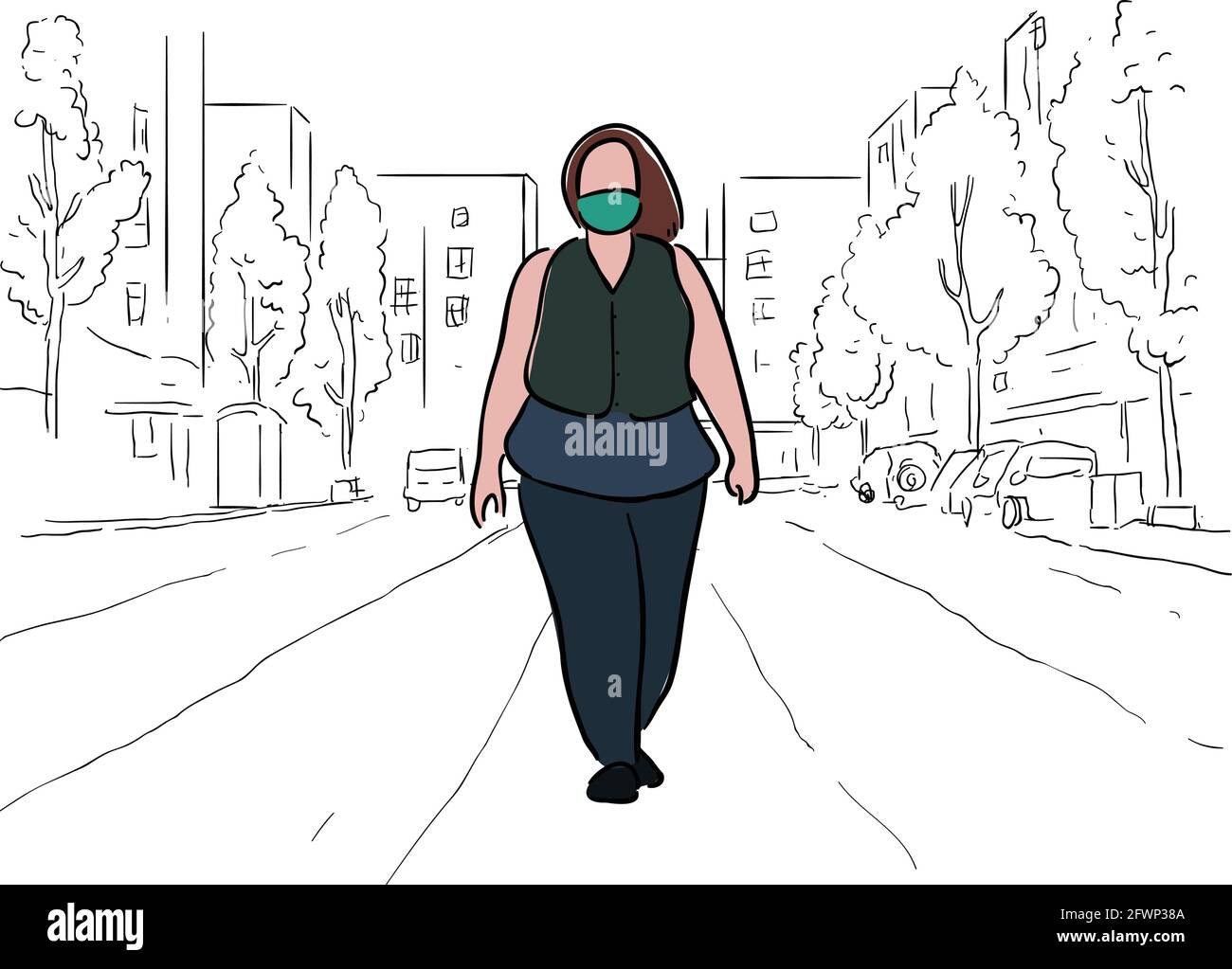 Portrait woman in face mask Stock Vector Images - Alamy