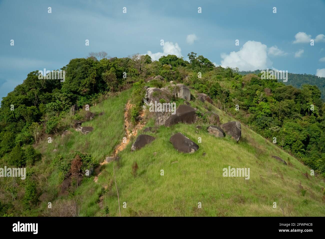 Broga Hill mountain summer landscape. High hills covered with green ...