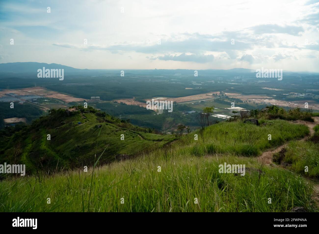 Broga Hill mountain path summer landscape. High hills covered with ...