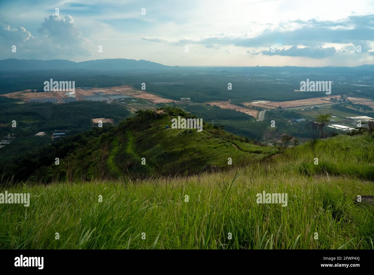 Broga Hill mountain path summer landscape. High hills covered with ...