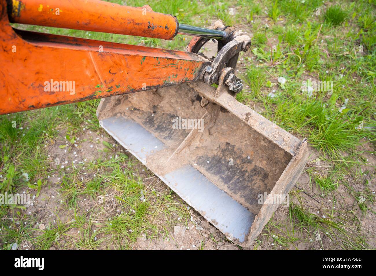 Excavator bucket. Top view of the bucket Stock Photo - Alamy
