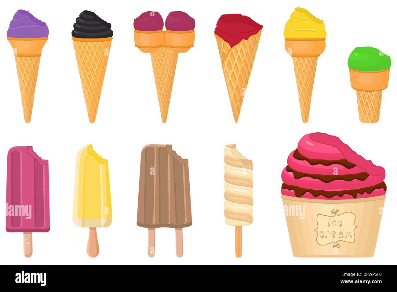 Illustration on theme big kit ice cream popsicle different types in ...