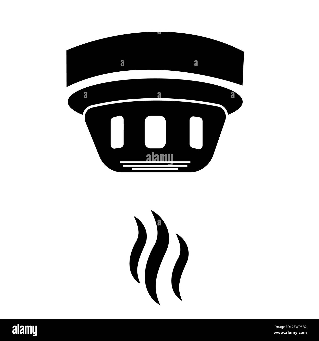 smoke detector icon on white background. smoke alarm system sign. smoke alarm detector system ...
