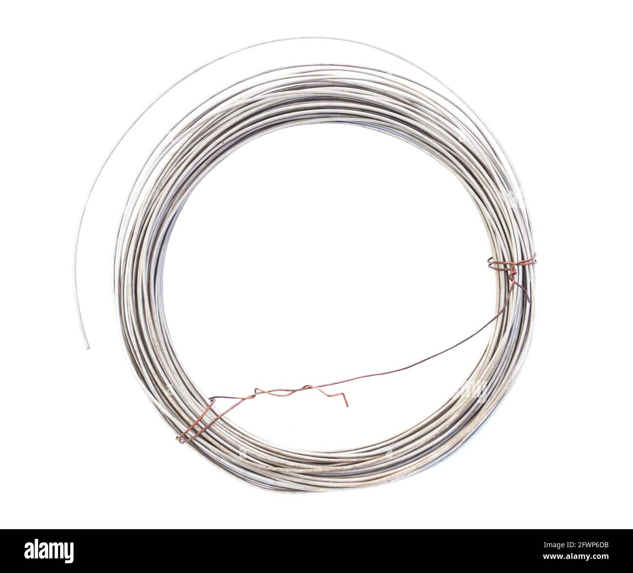 Roll of metal wire isolated on white Stock Photo - Alamy