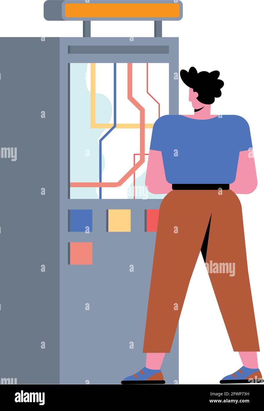 man in subway ticket kiosk Stock Vector Image & Art - Alamy