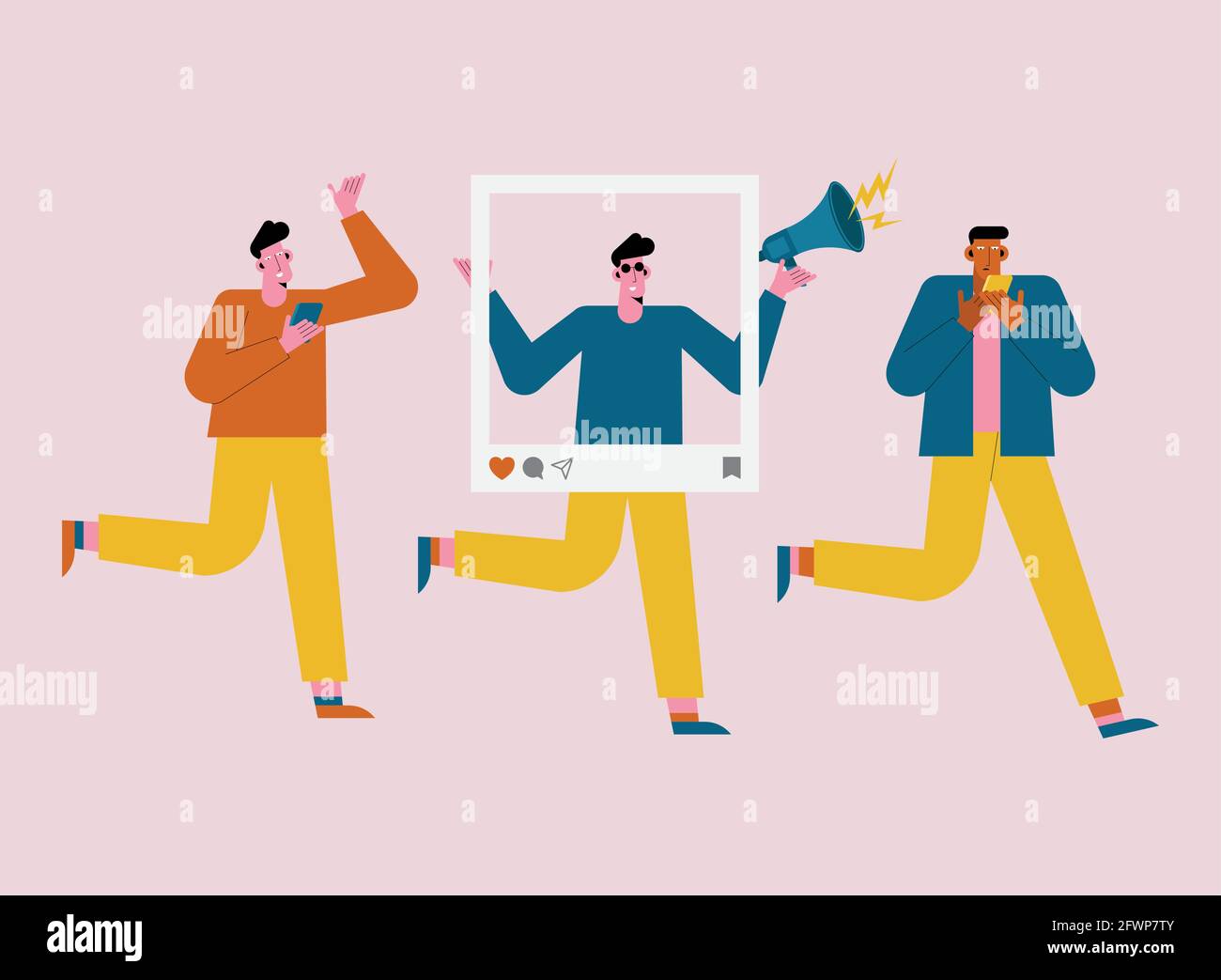 three male influencers comic characters Stock Vector Image & Art - Alamy